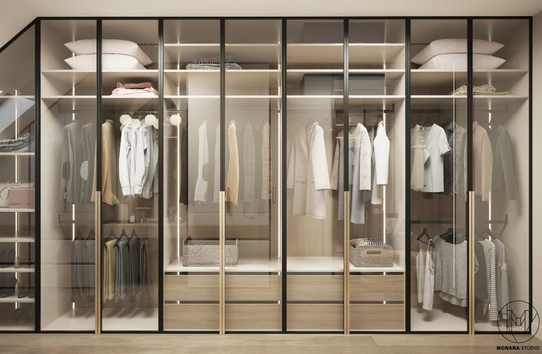 Projektowanie garderoby - Wrocław i online - wizualizacja - Monana Studio